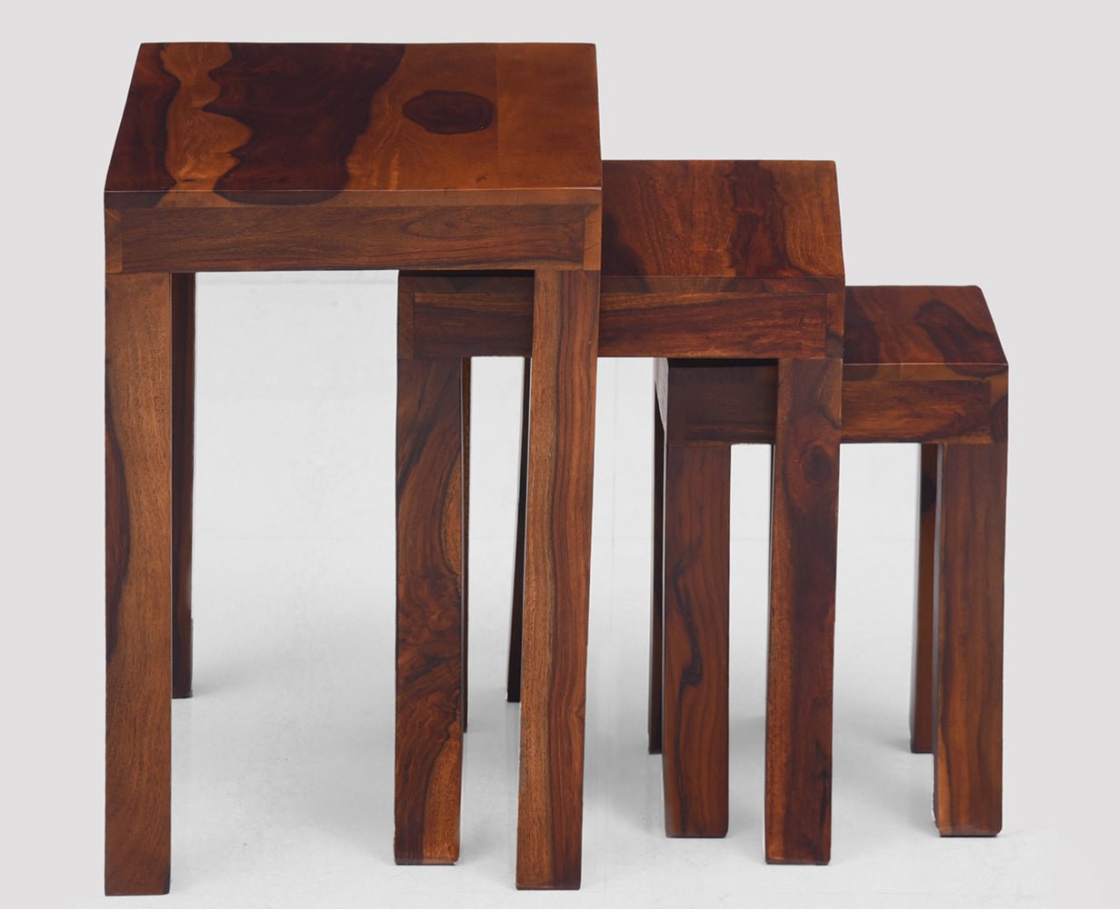 Buy Solid Wood Stool Set of 3 Nesting Tables Online on Furniselan