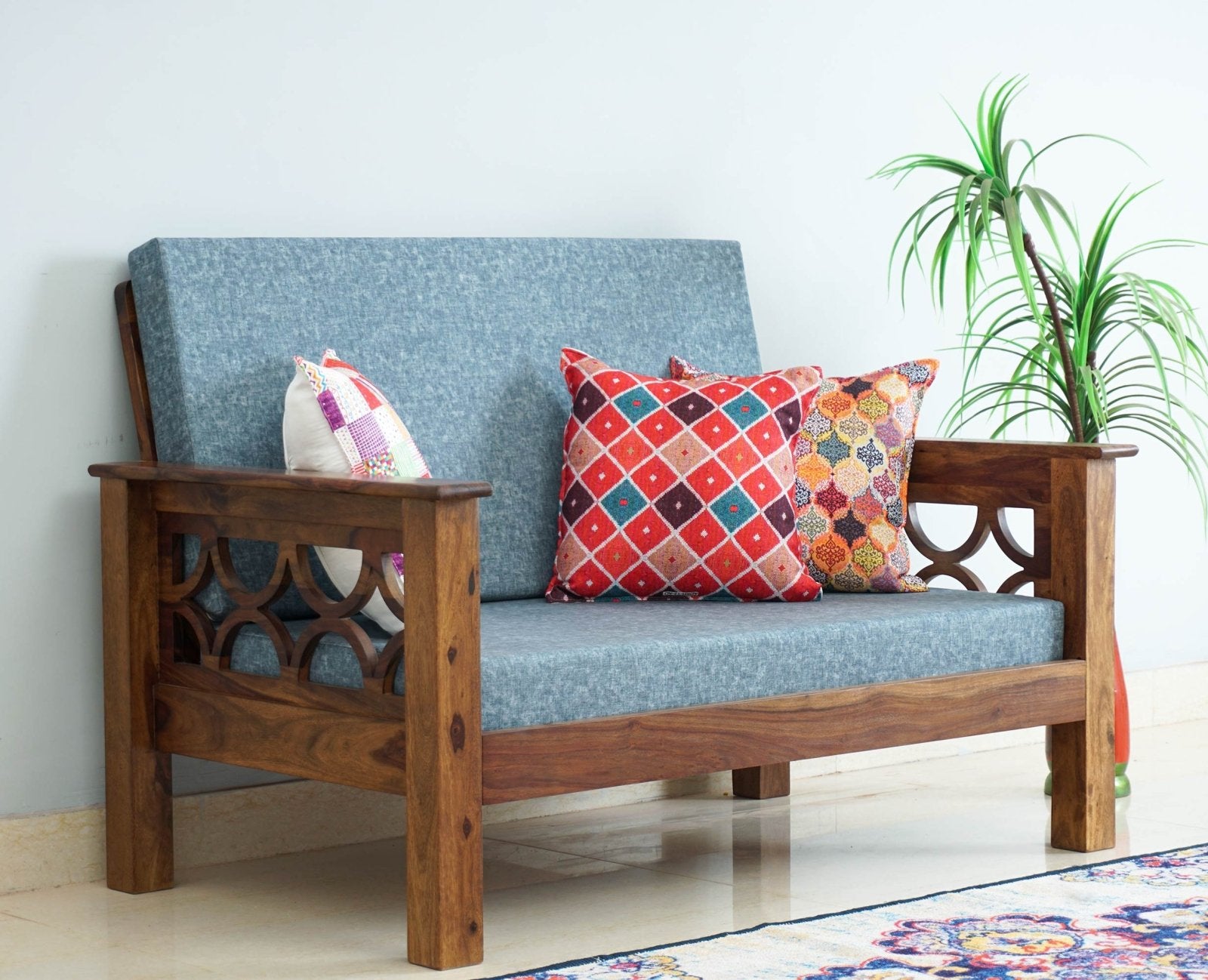 Delhi Sheesham Wood 2 Seater Sofa