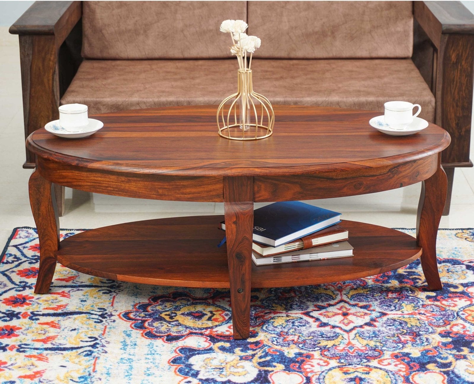 Buy Online Denmark Sheesham Wood Oval Coffee Table