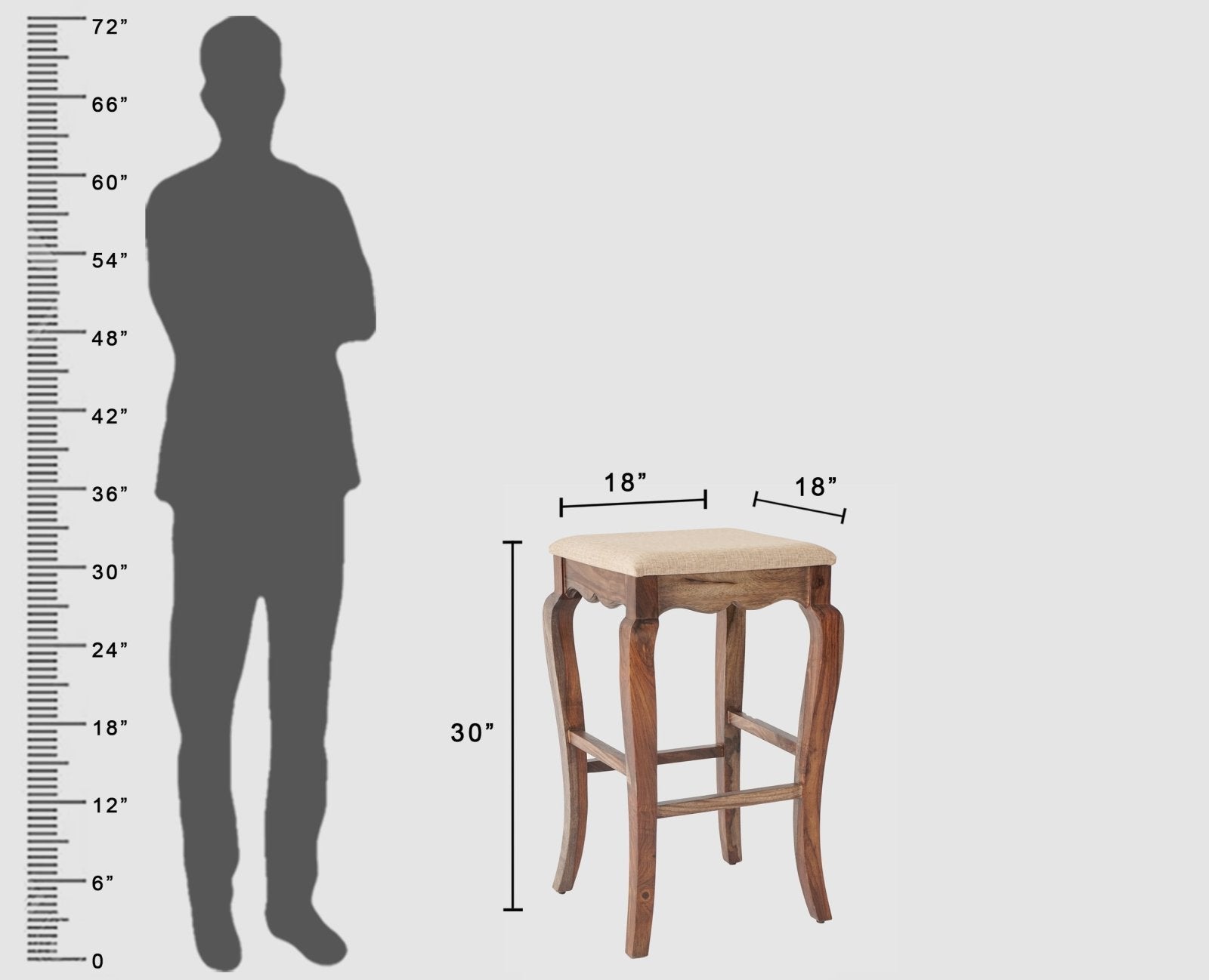 Denmark Solid Wood Bar Stool