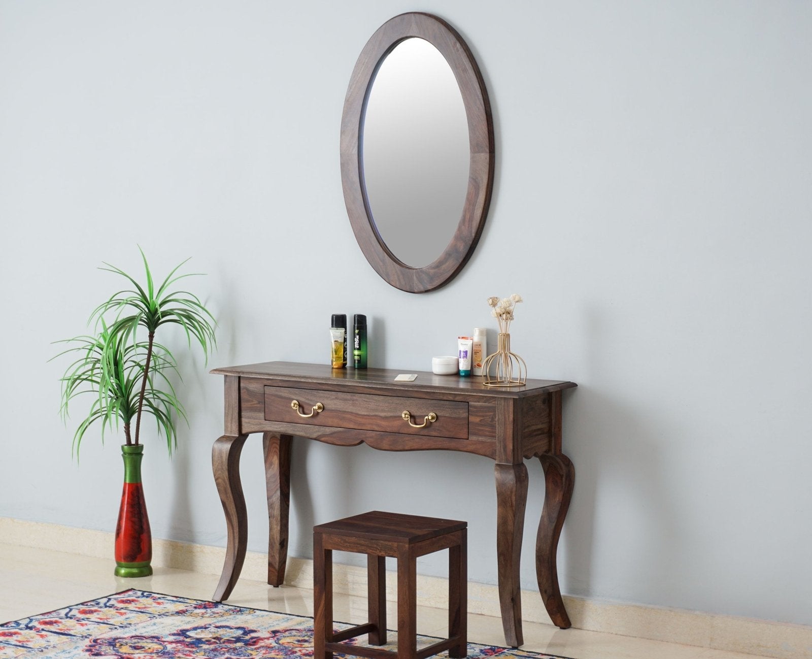 Denmark Solid Wood Dressing Table With Wall Hang Mirror