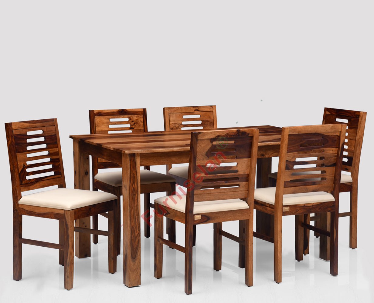 Buy Sheesham Wood 6 Seater Dining Table Set with 6 Chair for Dining ...