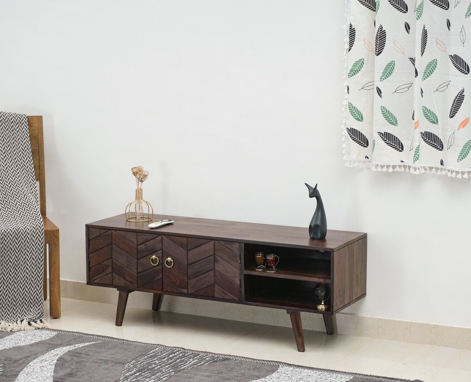 Buy Solid Wood Two Door TV Cabinet Online on Furniselan
