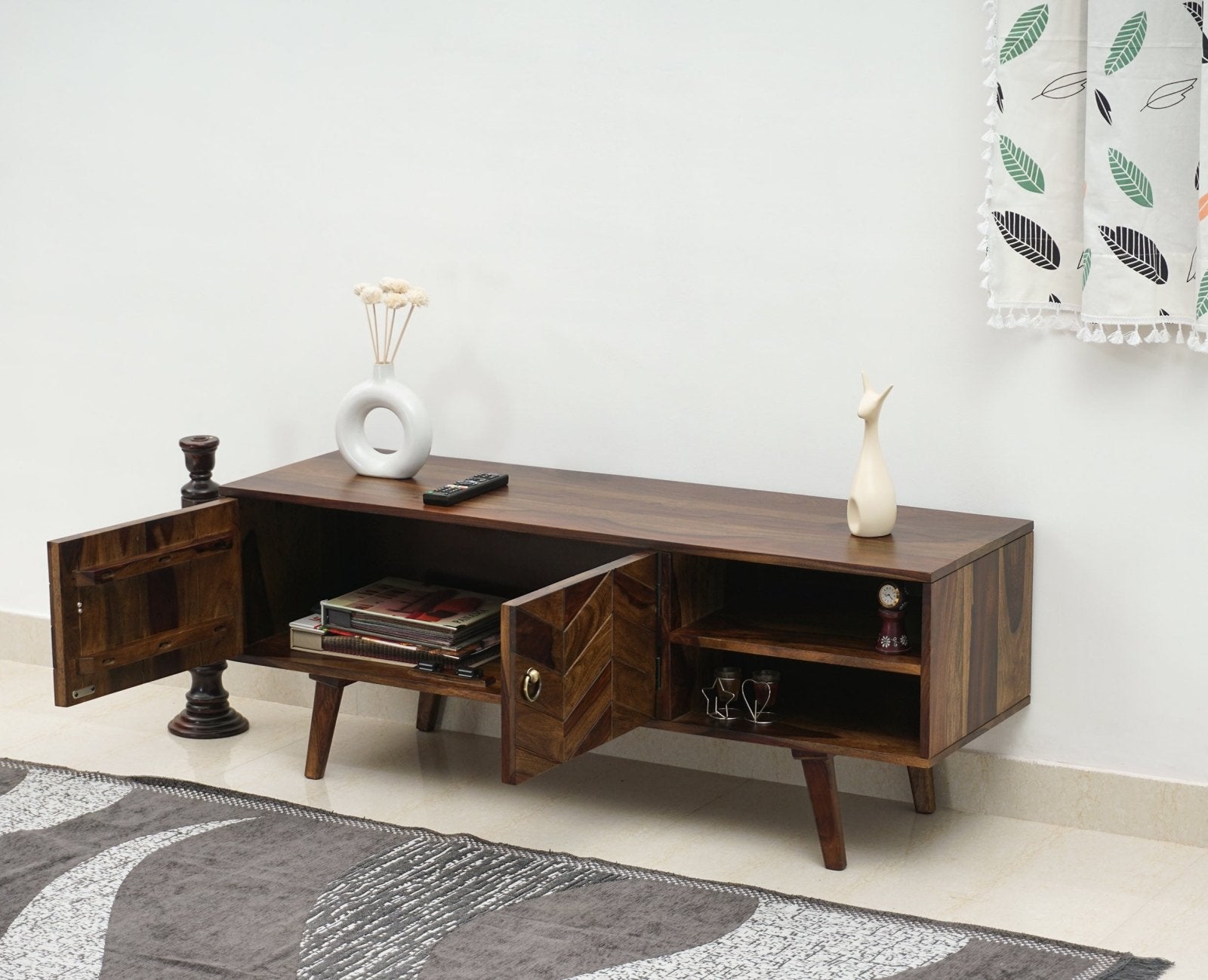 Buy Solid Wood Two Door TV Cabinet Online on Furniselan