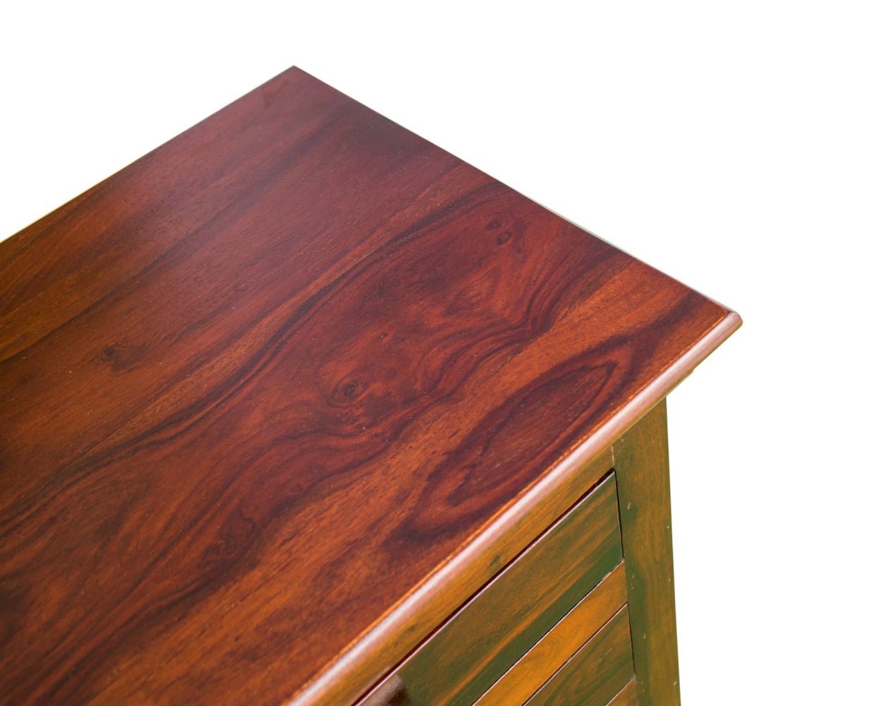 Buy Wooden Three Drawers Bedside Table-Teak Finish Online on Furniselan