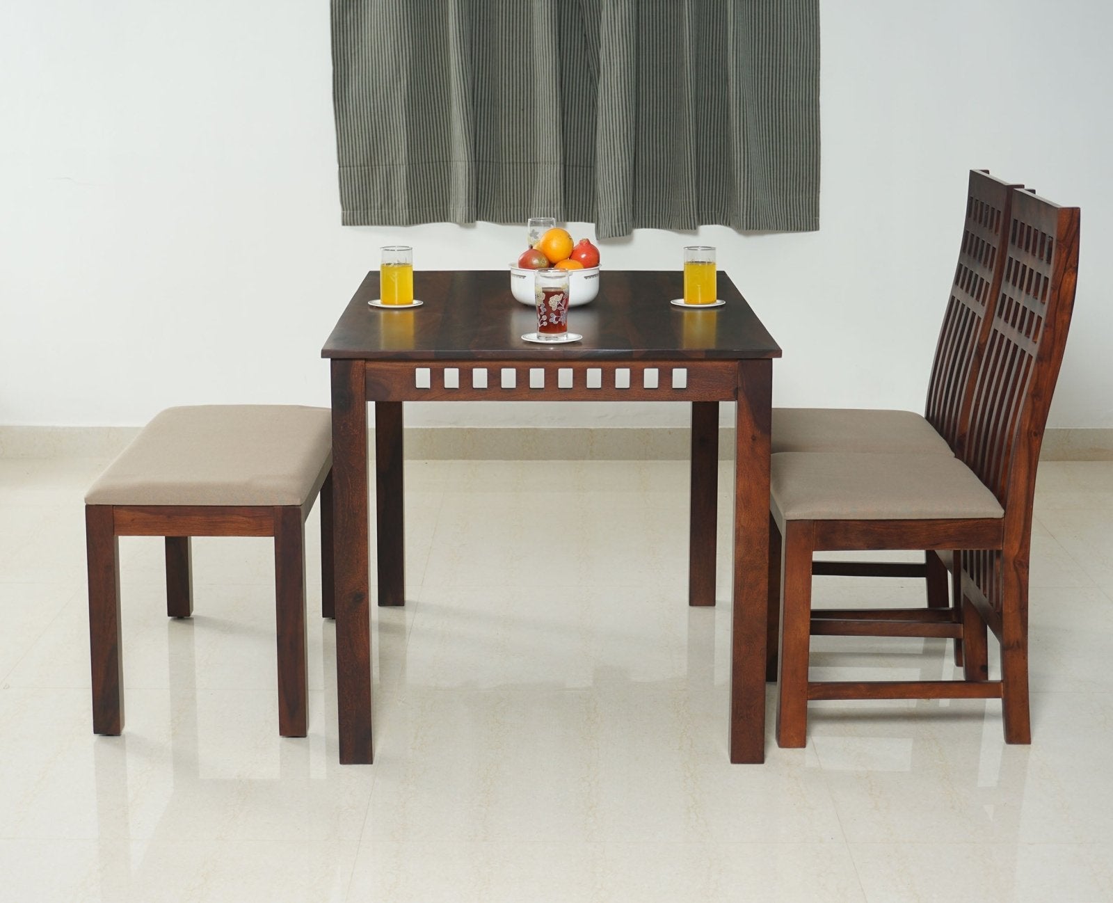 Buy Sheesham Wood 4 Seater Dining Table Set with 2 Chair & 1 Bench for ...