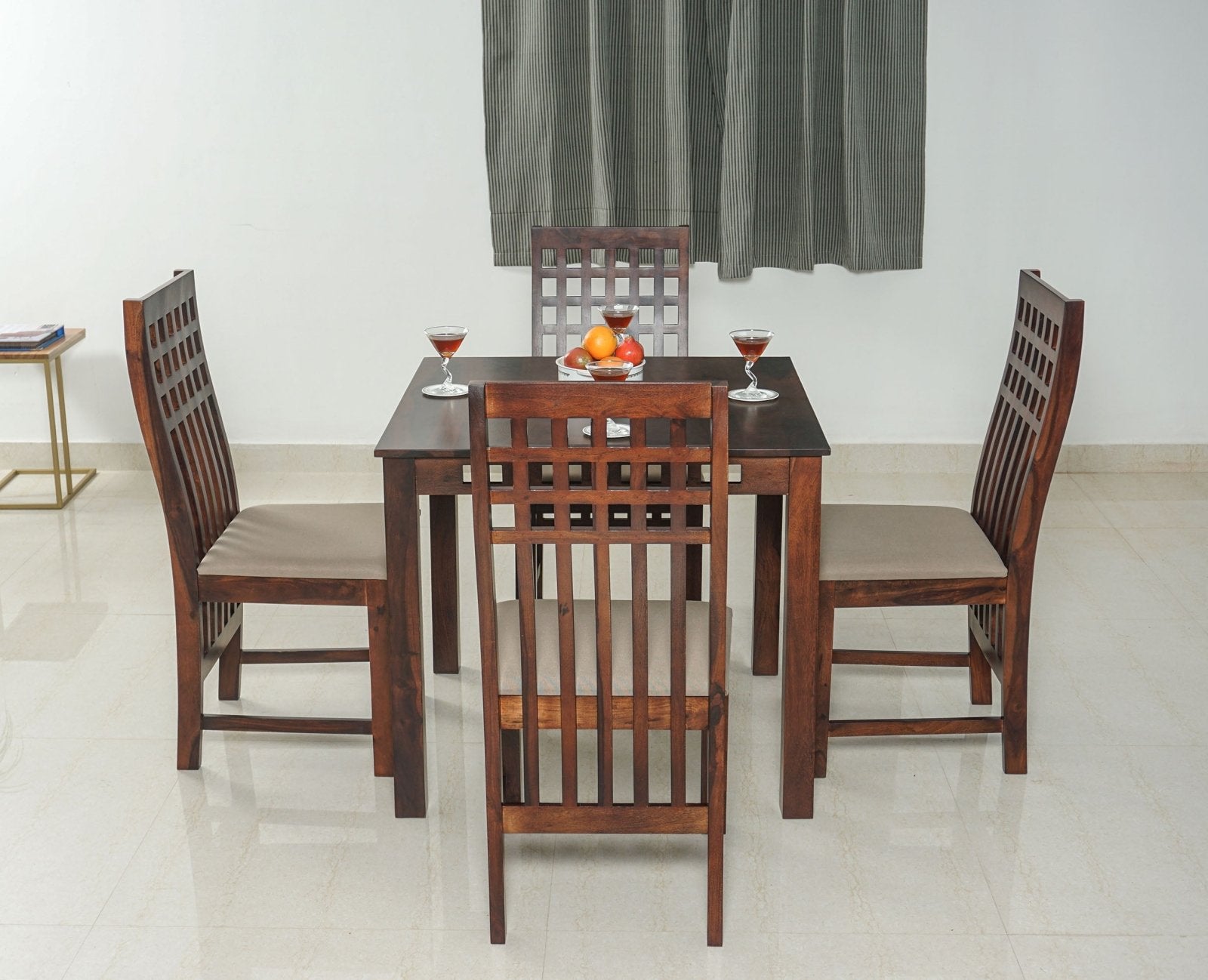 Buy Solid Wood 4 Seater Square Dining Table Set with 4 Chair for Dining ...
