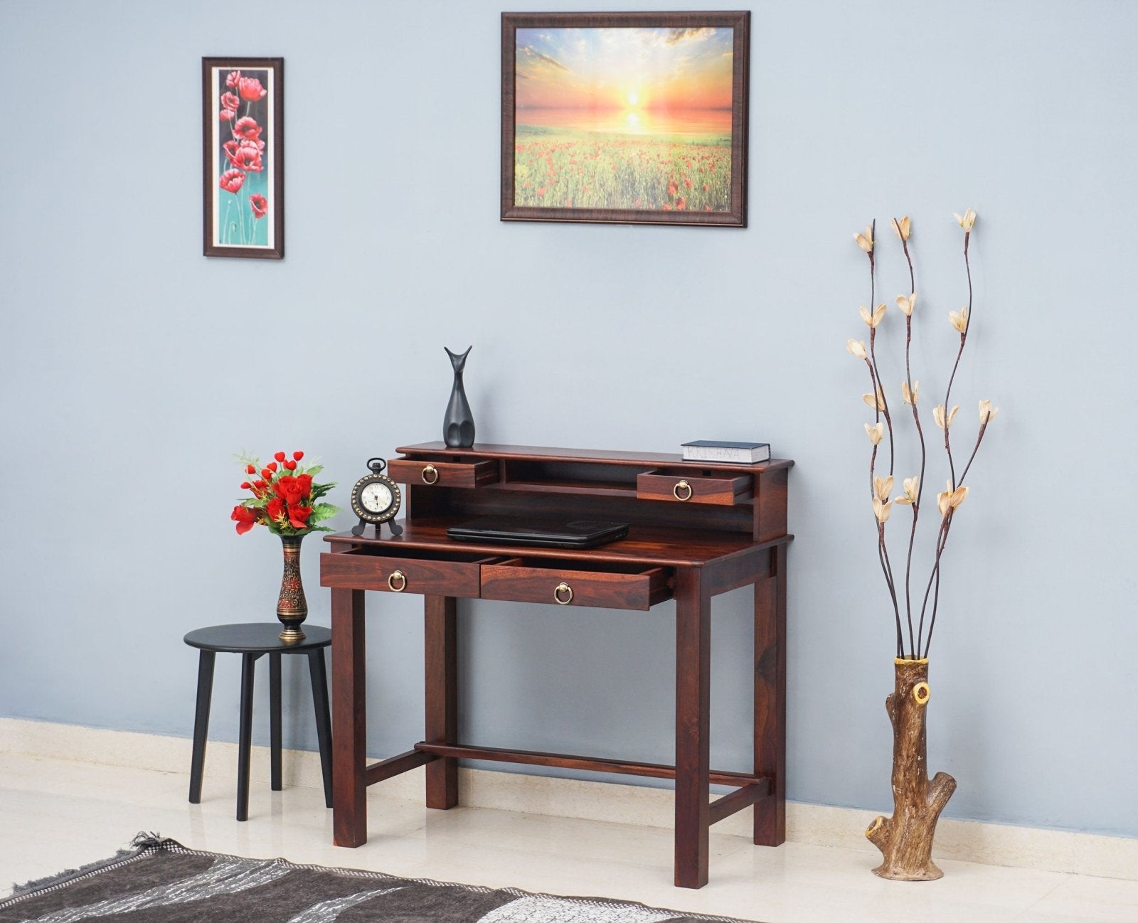 Buy Solid Wood Study Table with Four Drawer Online on Furniselan