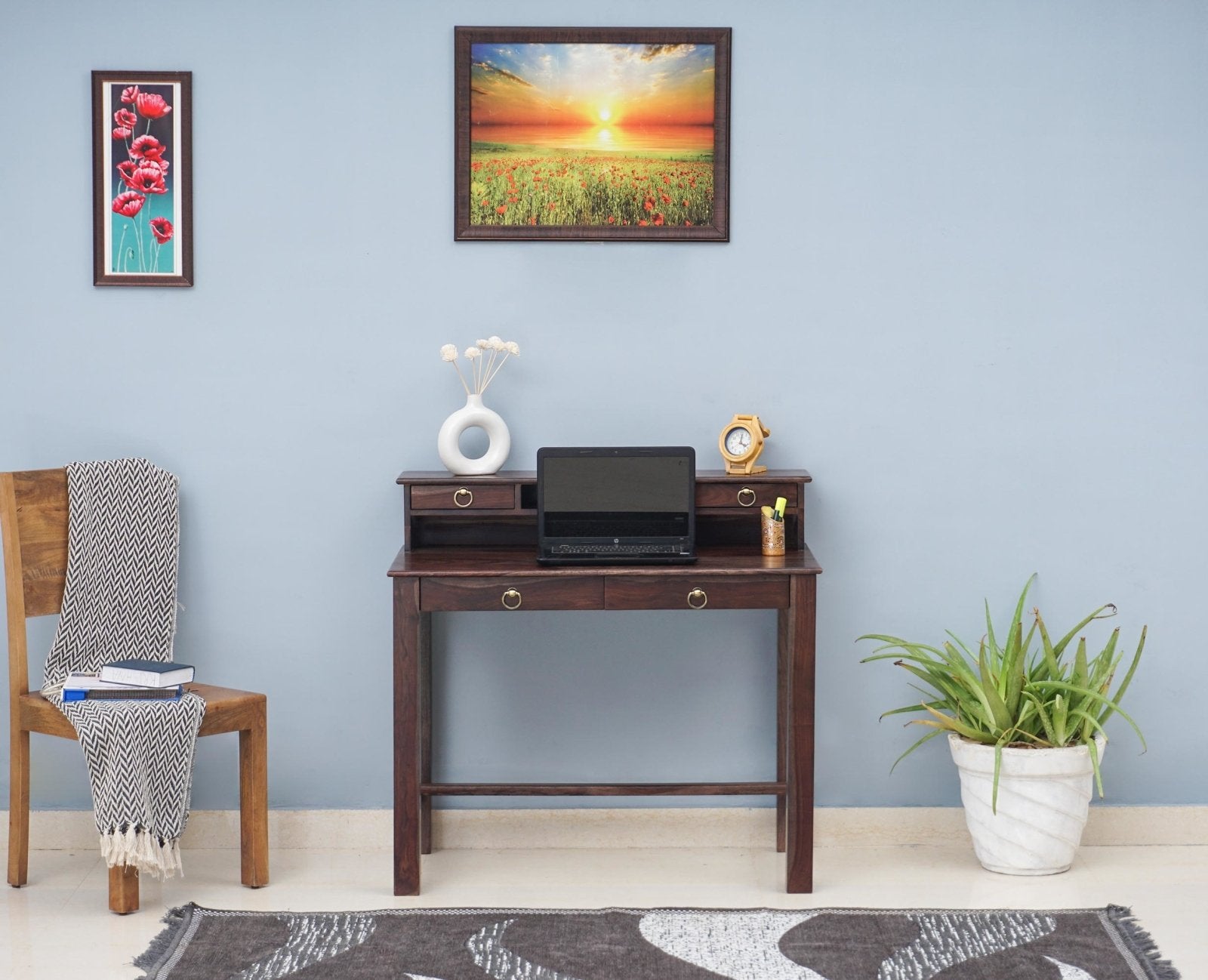 Buy Solid Wood Study Table with Four Drawer Online on Furniselan