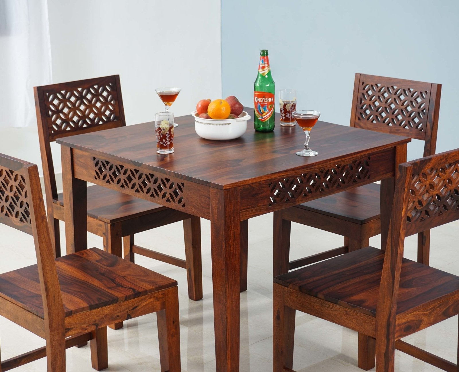 Buy Solid Wood 4 Seater Square Dining Table Set with 4 Chair for Dining ...
