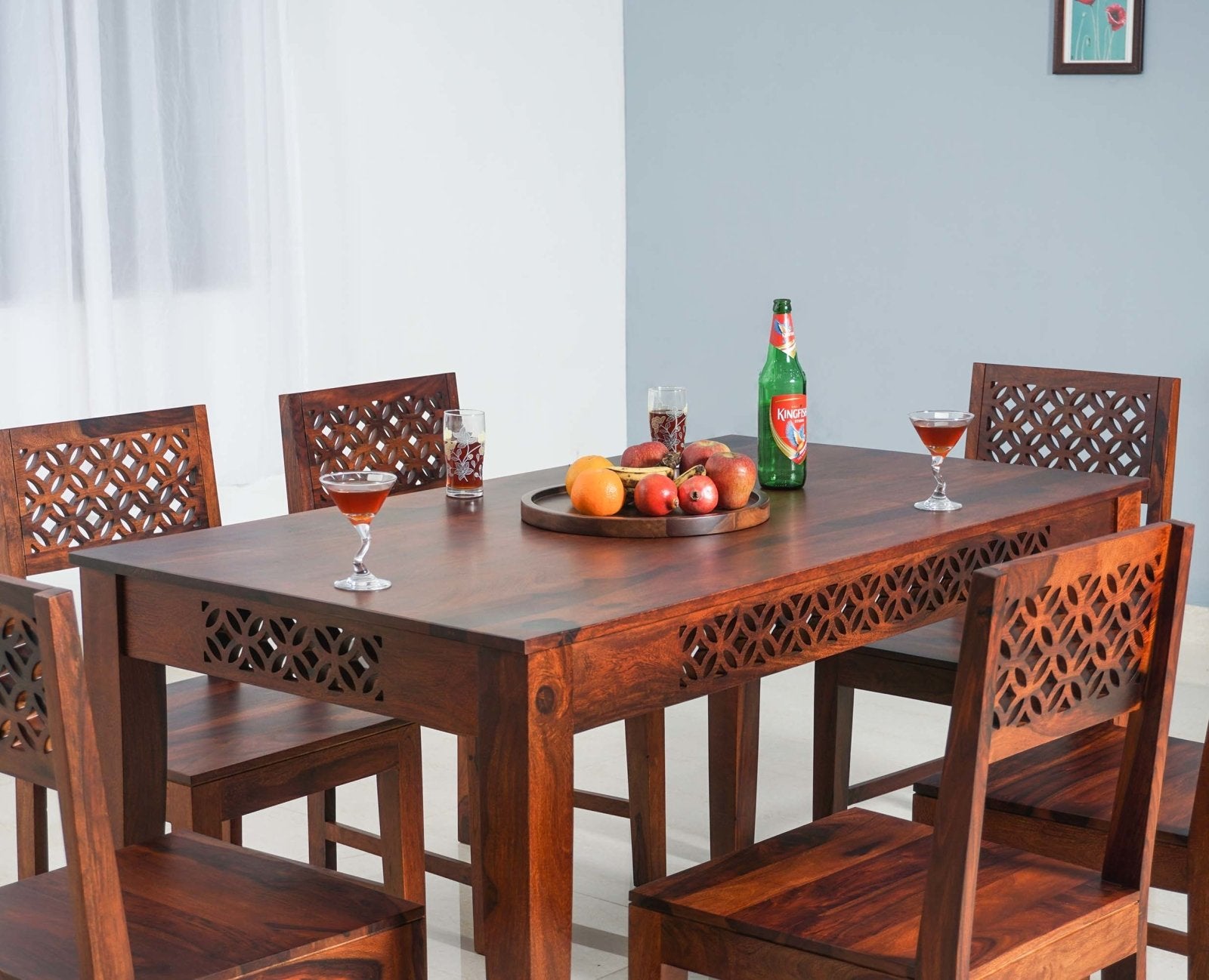 Buy Solid Wood 6 Seater Square Dining Table Set with 6 Chair for Dining ...