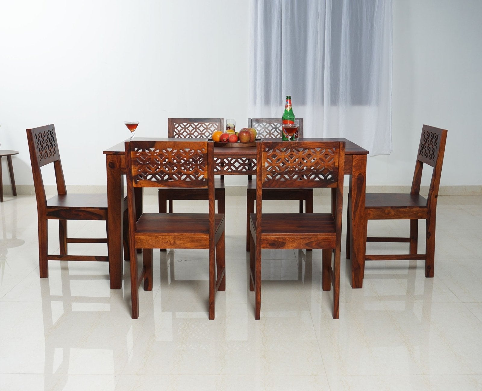Buy Solid Wood 6 Seater Square Dining Table Set with 6 Chair for Dining ...