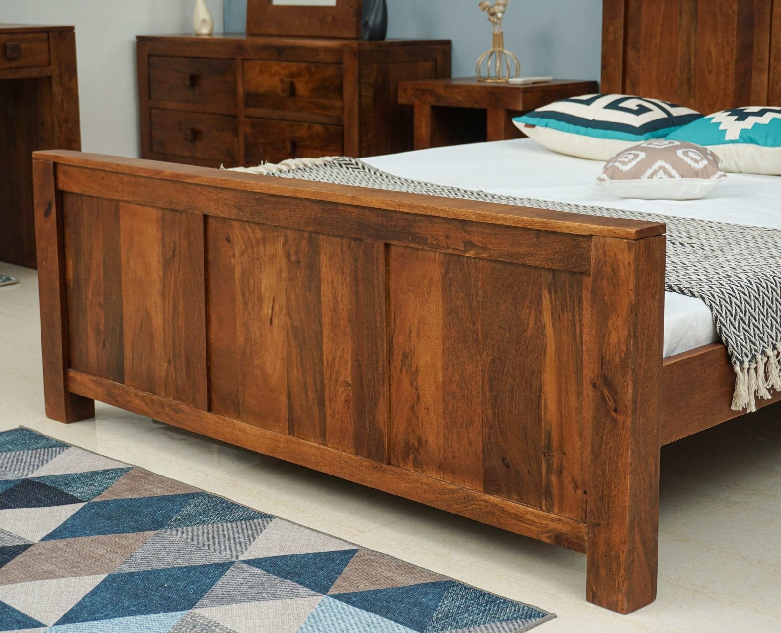 Buy Portugal Solid Wood King Size Bed Online on Furniselan