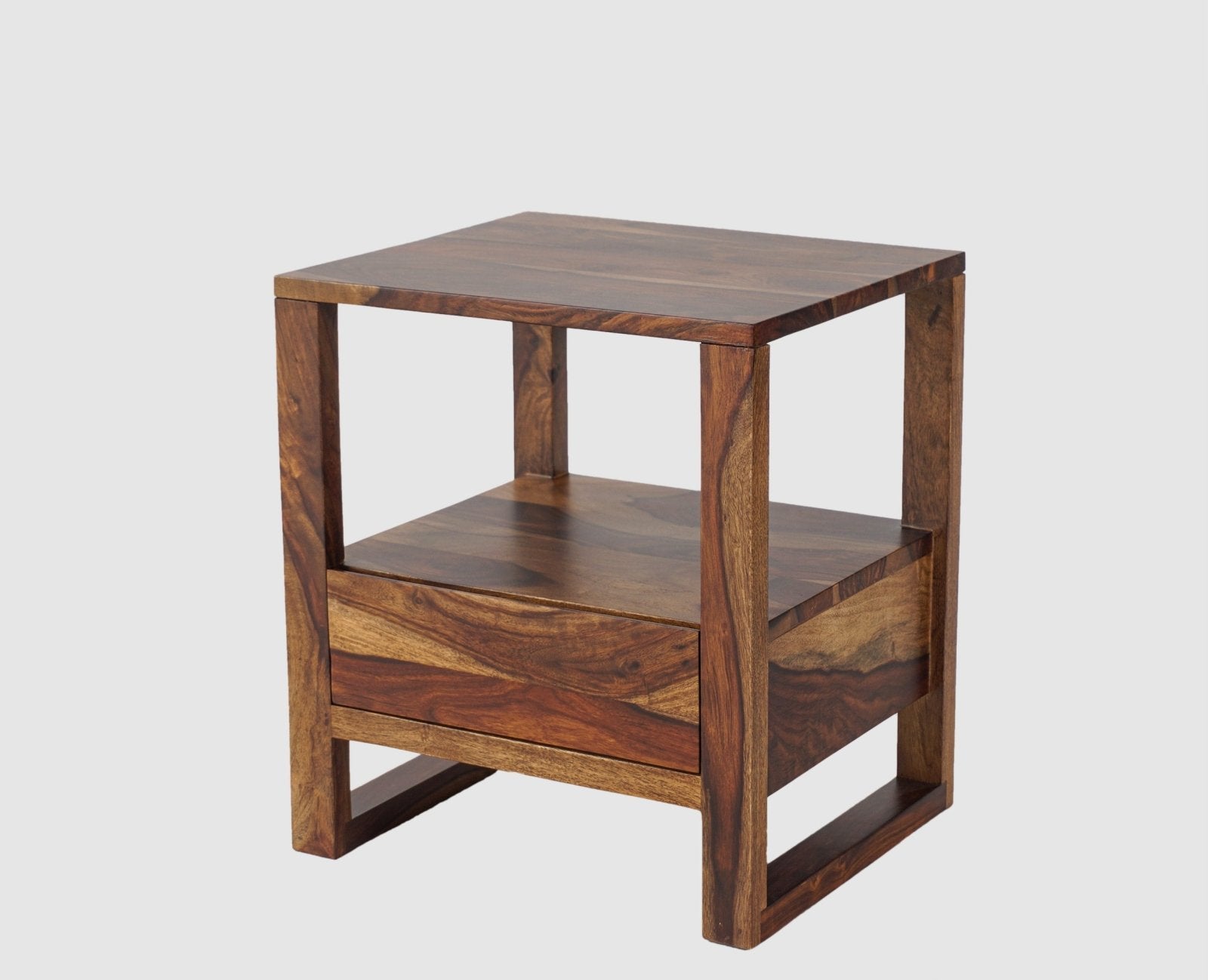 Buy Sheesham Wood One Drawer Bedside Table with open Shelve Online on ...