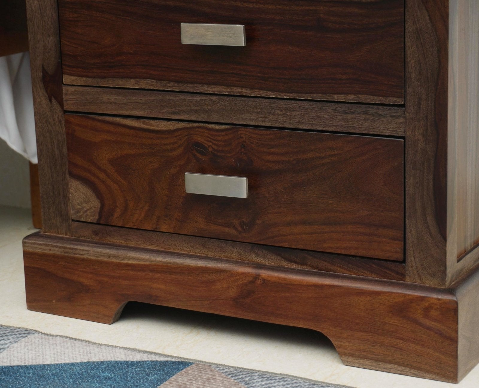Buy Solid Wood Three Drawer Bedside Table Online on Furniselan