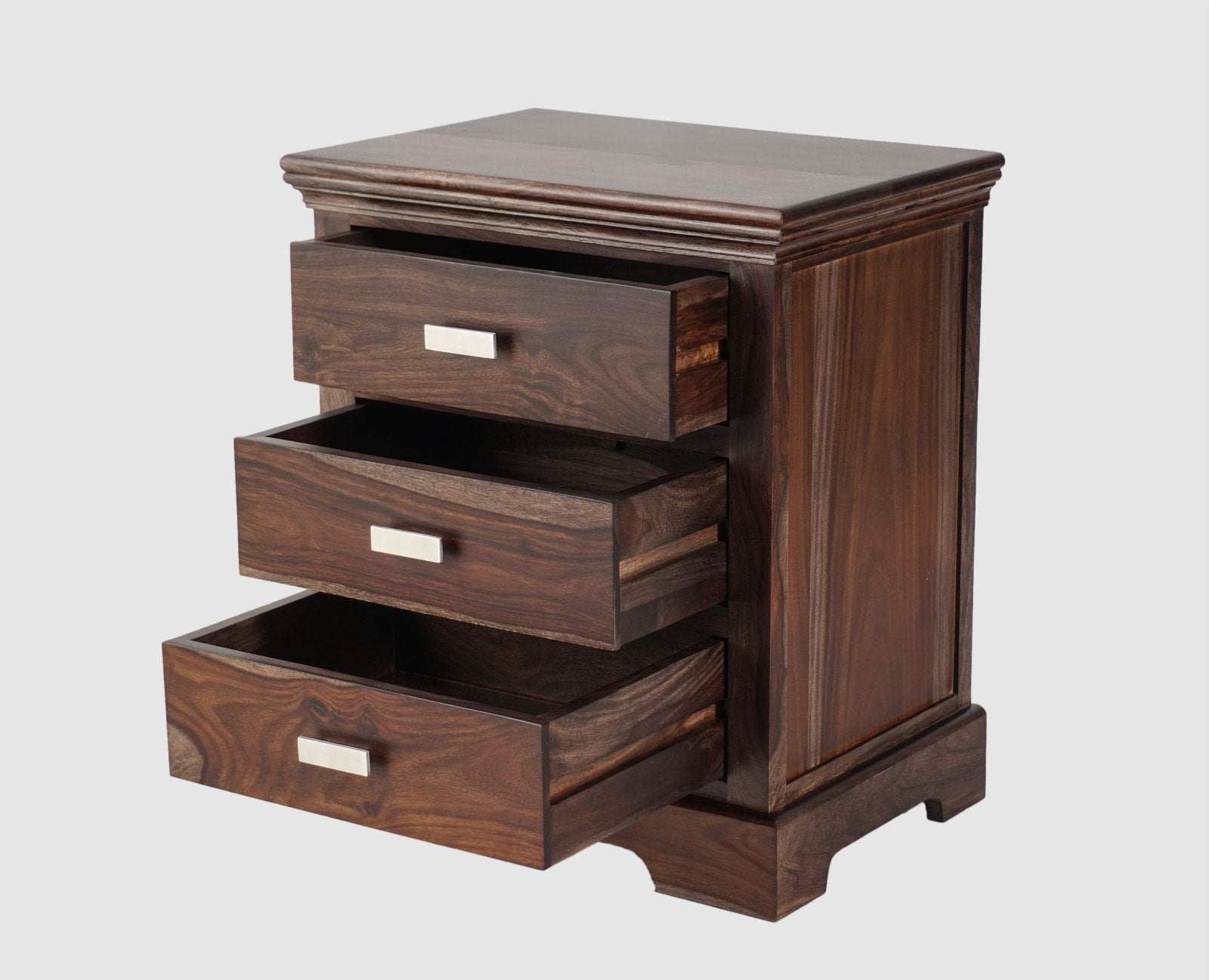 Buy Solid Wood Three Drawer Bedside Table Online on Furniselan