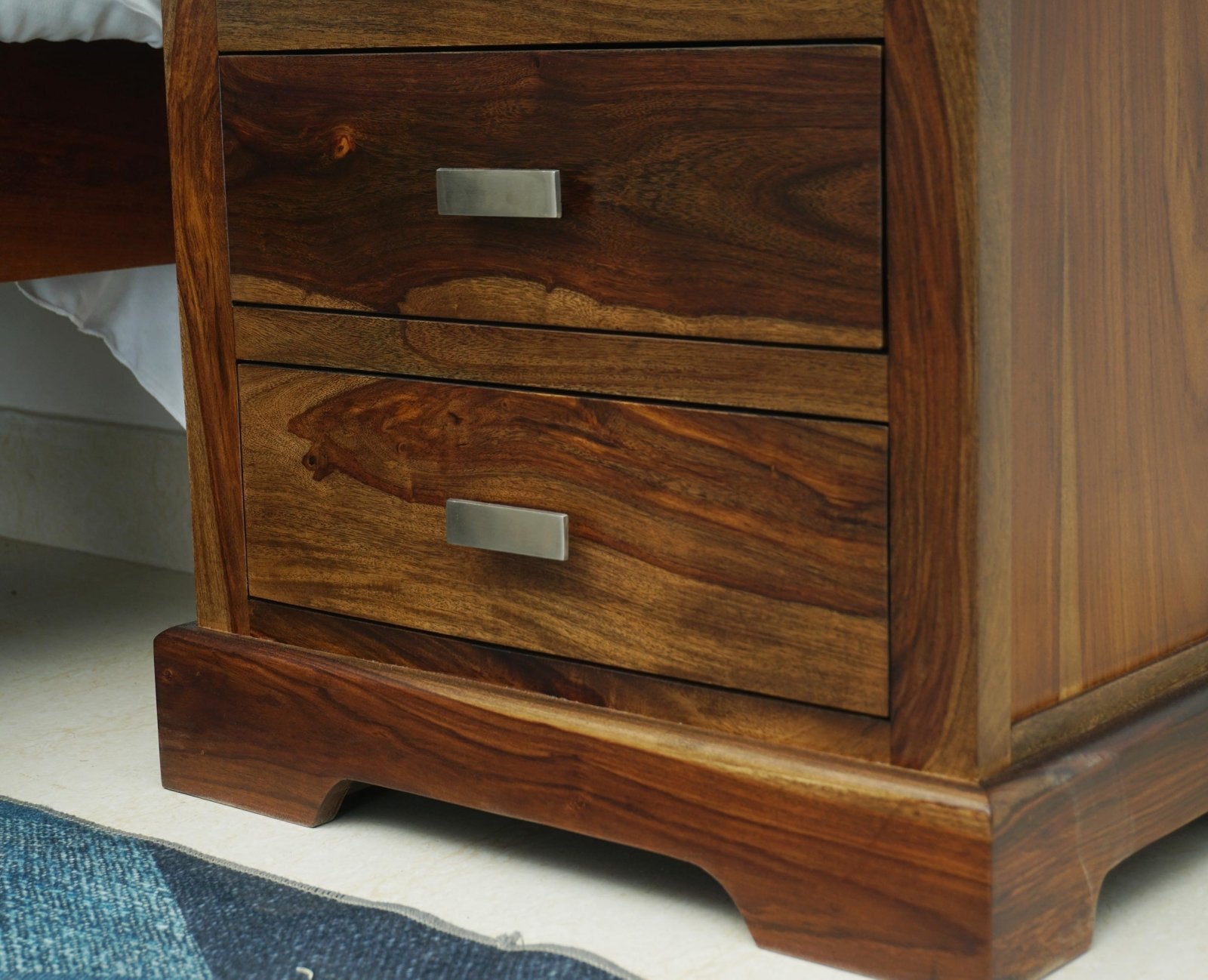 Buy Solid Wood Three Drawer Bedside Table Online on Furniselan