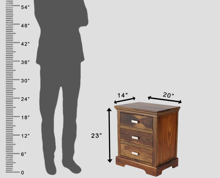 Buy Solid Wood Three Drawer Bedside Table Online on Furniselan