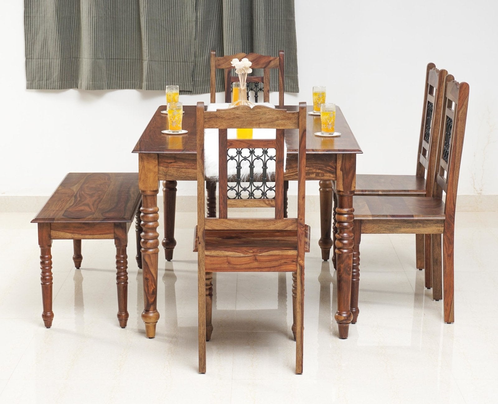 Sweden 6 Seater Dining Set With 4 Chairs & Bench