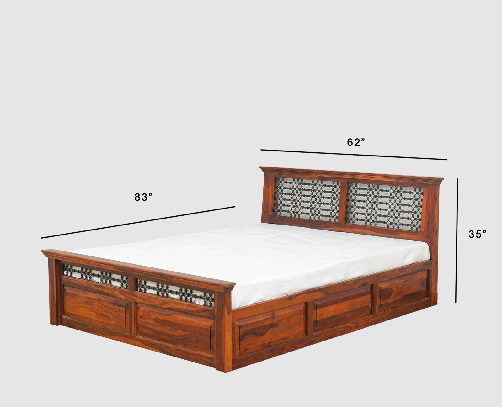 Sweden Solid Wood Queen Size Bed with Box Storage