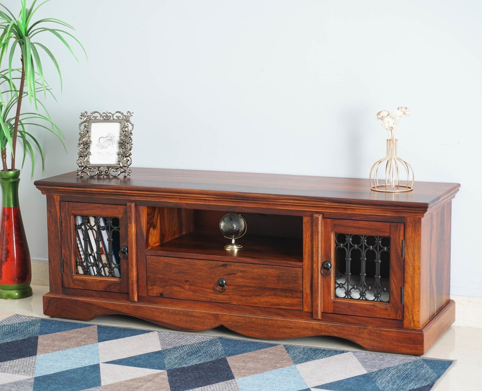 Sweden Solid Wood Two Doors one Drawer TV Cabinet